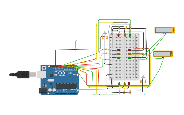 Circuit design 4 way traffic light system with pedestrian crossing ...