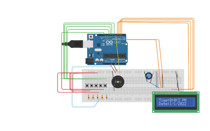 Circuit design clock without RTC - Tinkercad