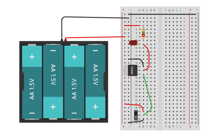 Circuit design N-channel MOSFET demonstration - Tinkercad