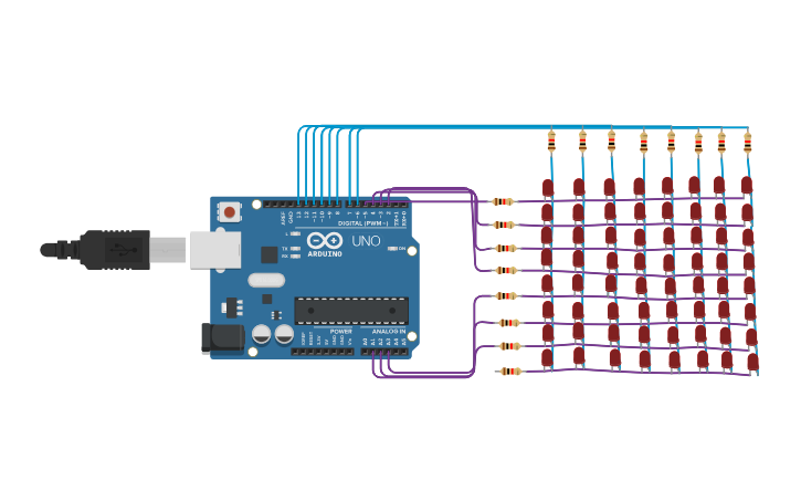 Circuit design Activity 7 8X8 LED -A (Caccam) - Tinkercad