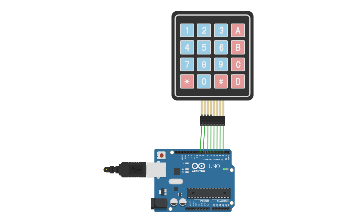Circuit design 4x4 keypad - Tinkercad