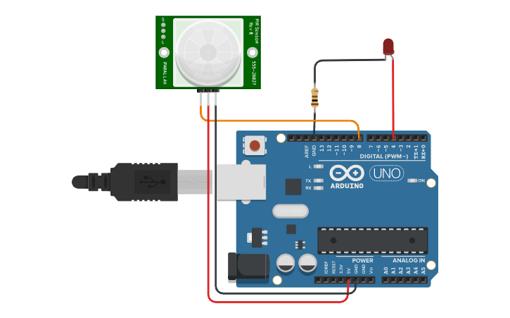 Circuit design PIR SENSOR - Tinkercad