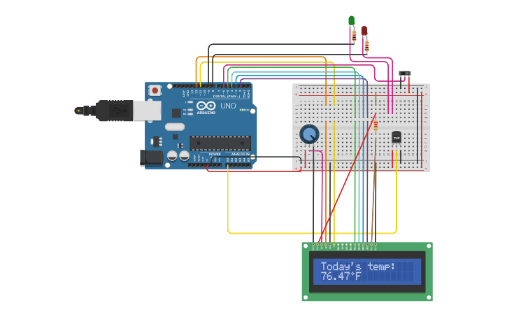 Circuit design Arduino Temperature Monitoring - Tinkercad