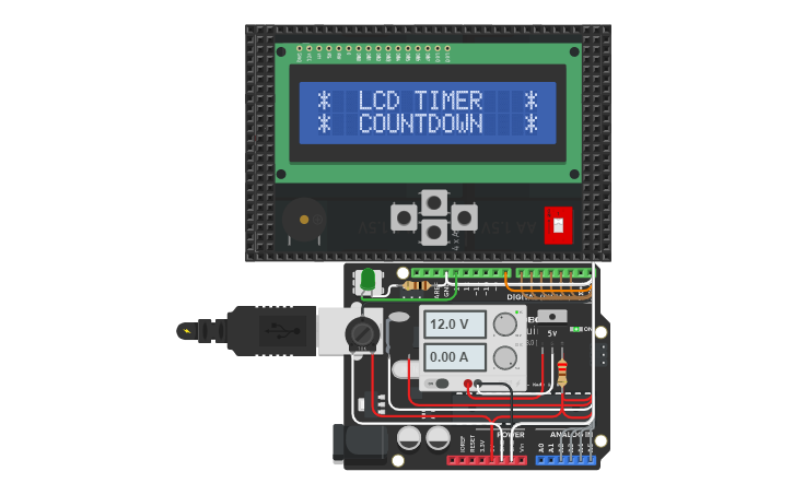 Circuit design LCD TIMER COUNTDOWN - Tinkercad