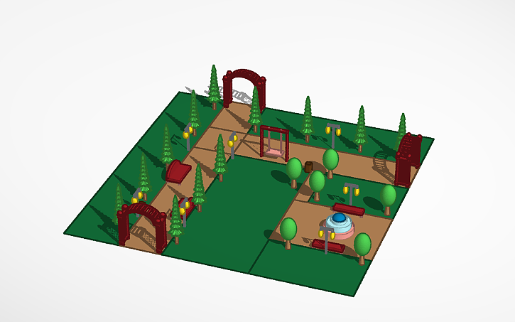 3D design Urban Park Model - Tinkercad