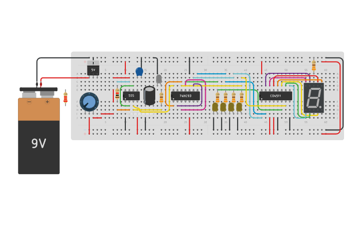 Circuit design 7 Segment Display from 0 to 9 - Tinkercad