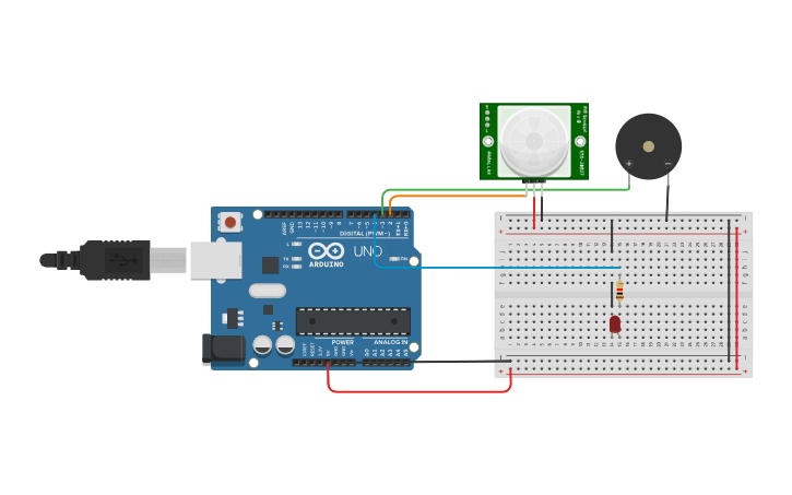 Circuit design PIR - Tinkercad
