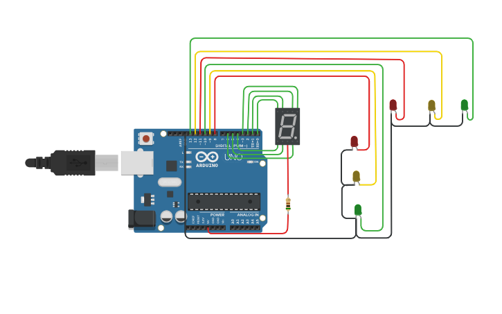 Circuit design Copy of Traffic Light with Timer - Tinkercad