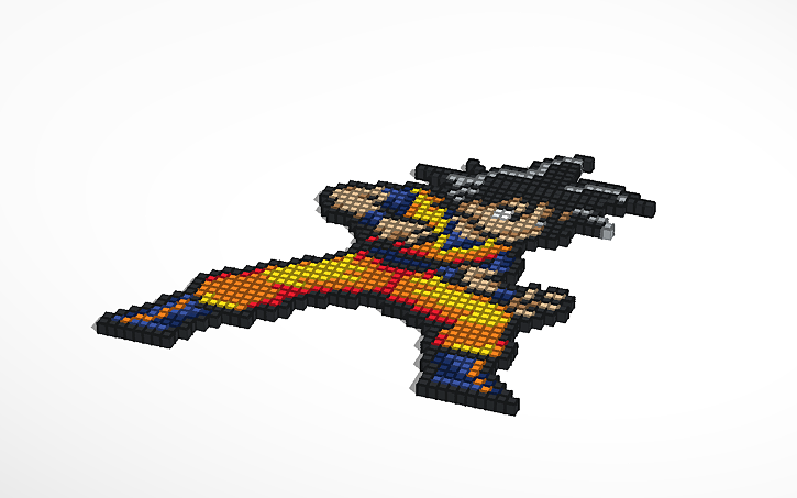 3D design Goku pixel art - Tinkercad