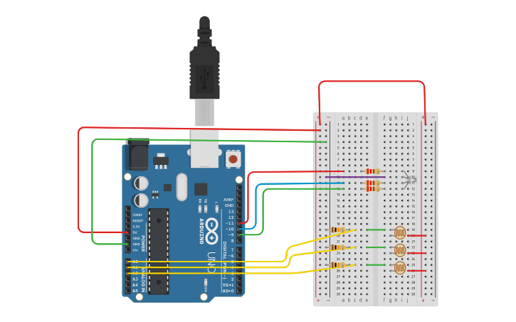 Circuit design Arduino Project 4 - Color Mixing Lamp by - Tinkercad