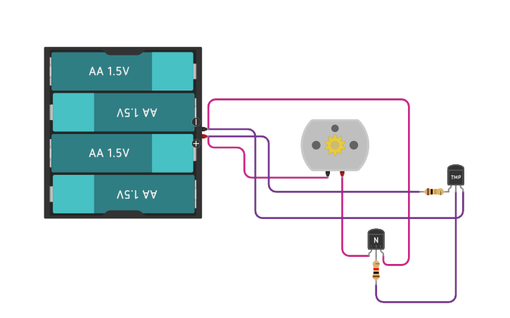 Circuit design control de un motor con sensor de temperatura - Tinkercad