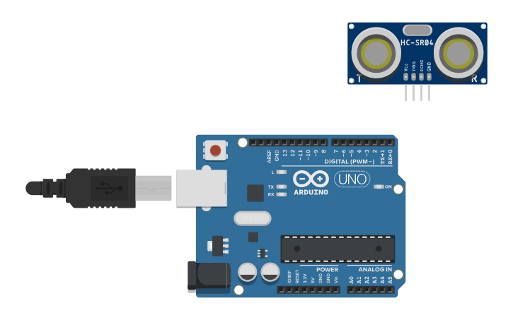 Circuit design Sensor Ultrasónico con Arduino - Tinkercad