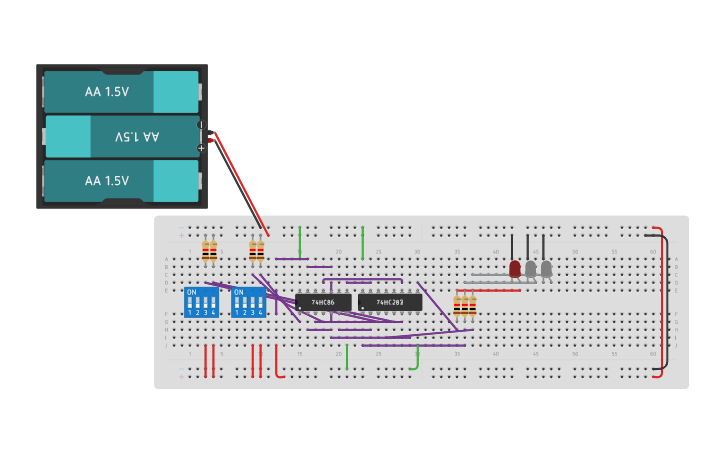 Circuit design Restador completo 2 bits - Tinkercad