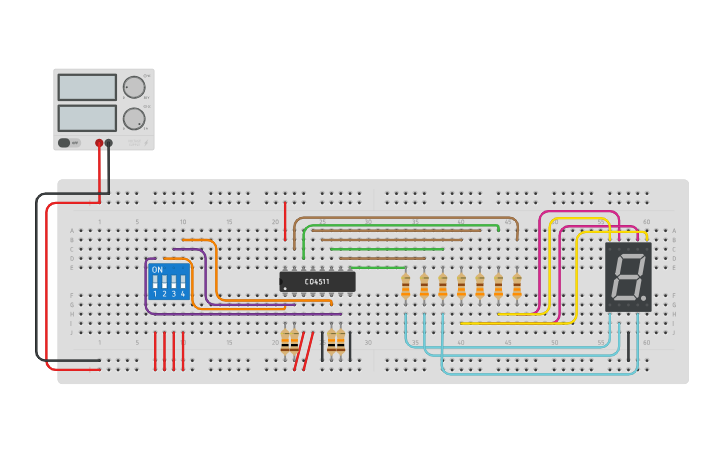Circuit design Lab 6: Combinational Circuits – BCD to 7 Segment Display - Tinkercad