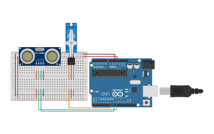 Circuit design Smart Dustbin - Tinkercad