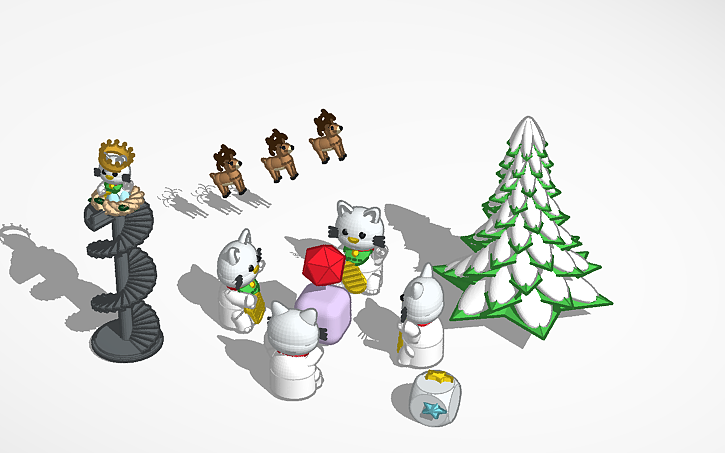 3D design Reindeer giving presents to kitties - Tinkercad