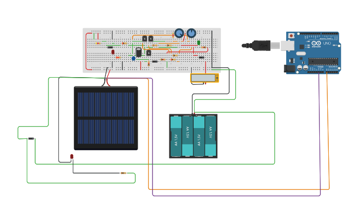 Circuit design Portable Solar Charger Using Arduino - Tinkercad