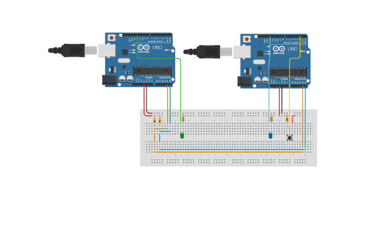 Circuit design Comunicazione i2c con 2 ARDUINO - Tinkercad
