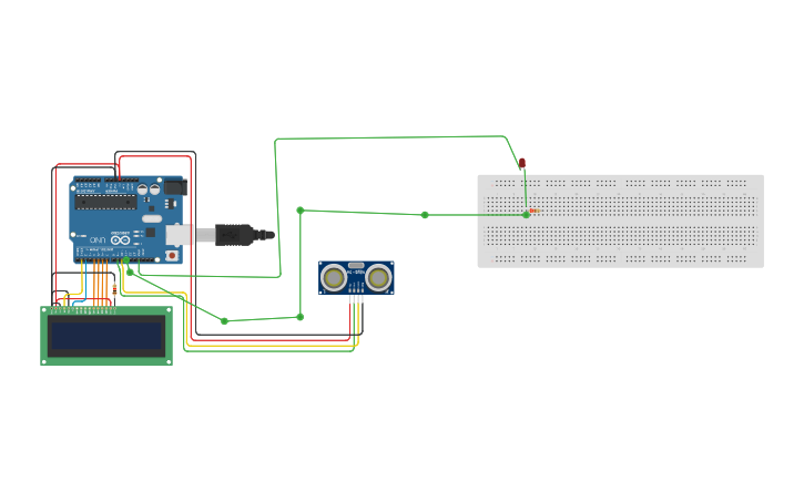 Circuit design Arduino Ultrasonic distance sensor - Tinkercad