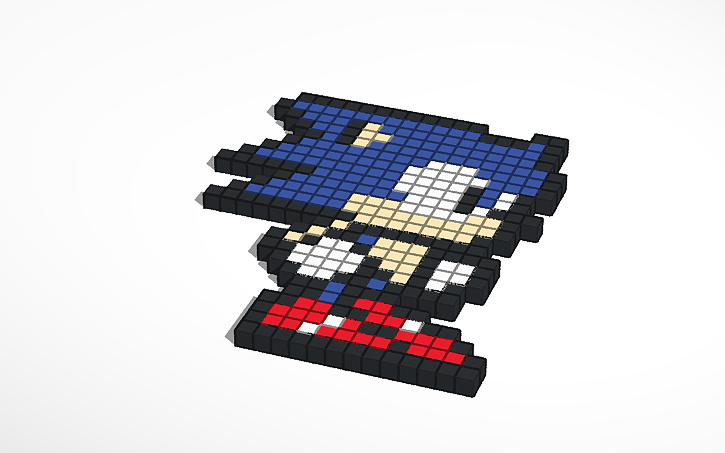 3D design Sonic pixel art - Tinkercad