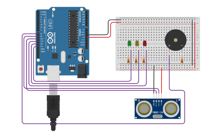 Circuit design distance sensor - Tinkercad