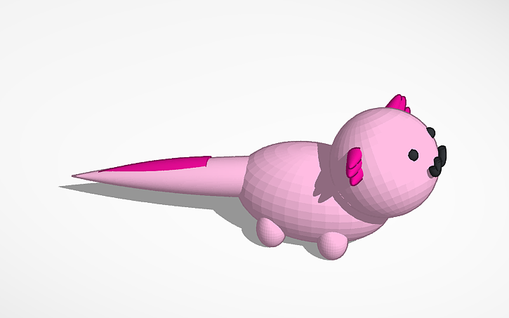 3D design cute Axolotl - Tinkercad