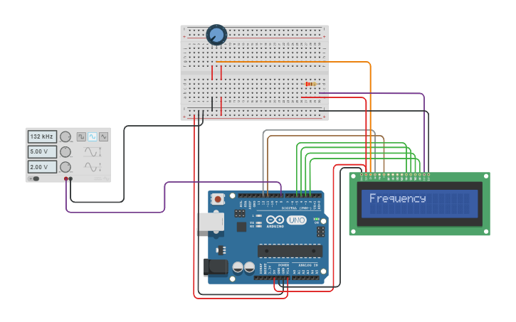 Circuit Design Frequency Meter Tinkercad