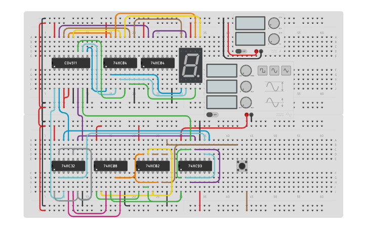 Circuit design odd-even printer - Tinkercad