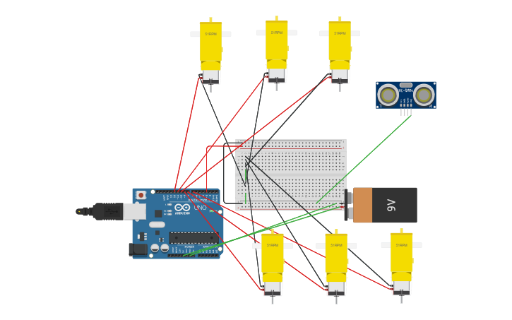 Circuit design Mars Rover System Engineering Circuit and Code - Tinkercad