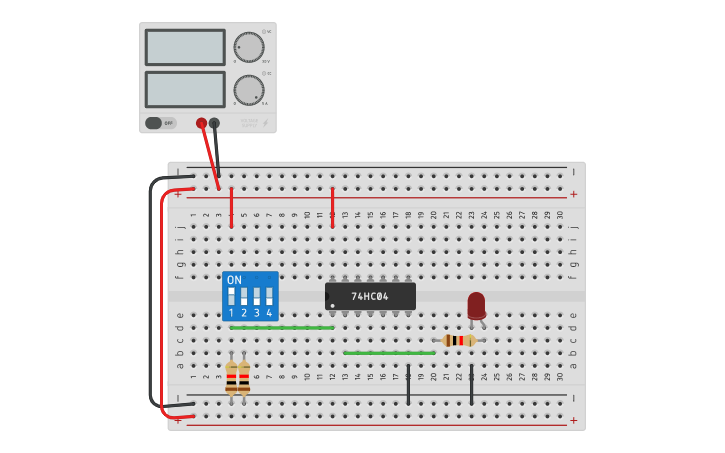 Circuit design Logic circuit- NOT gate - Tinkercad
