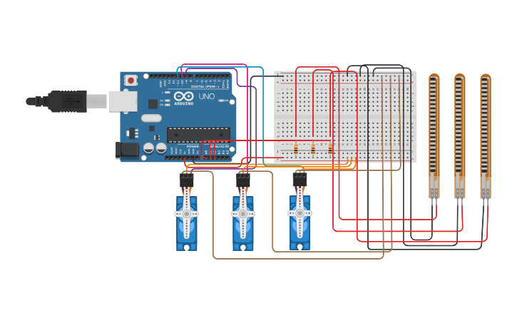 Circuit design animatronic hand - Tinkercad