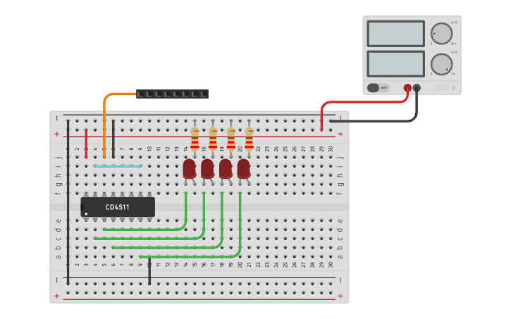Circuit design CD4017 Contador - Tinkercad