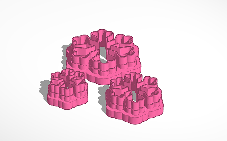 3D design 3 snowflakes - Tinkercad