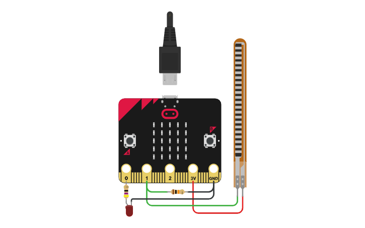 Circuit design Flex Sensor with Microbit [block code] - Tinkercad