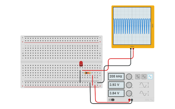 Circuit design Oscilloscope and Function generator - Tinkercad