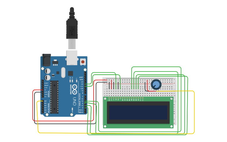 Circuit design potentiometer lcd - Tinkercad