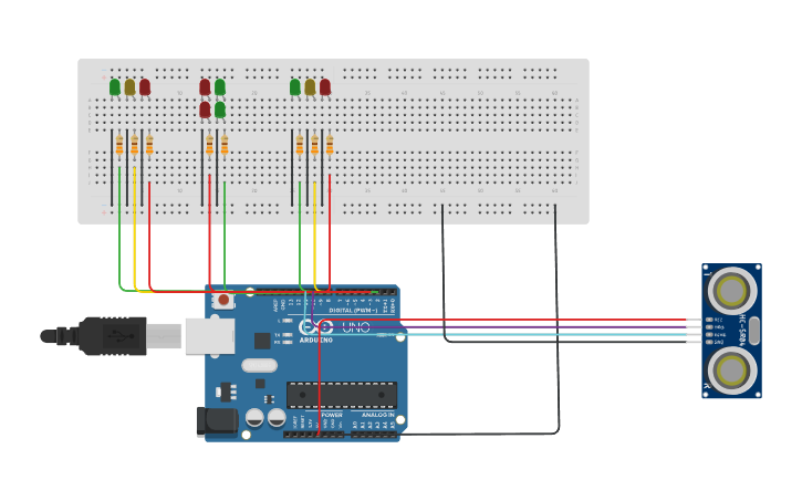 Circuit design semaforo arduino - Tinkercad