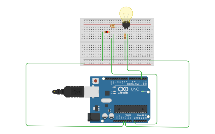 Circuit design light Sensor CODE - Tinkercad