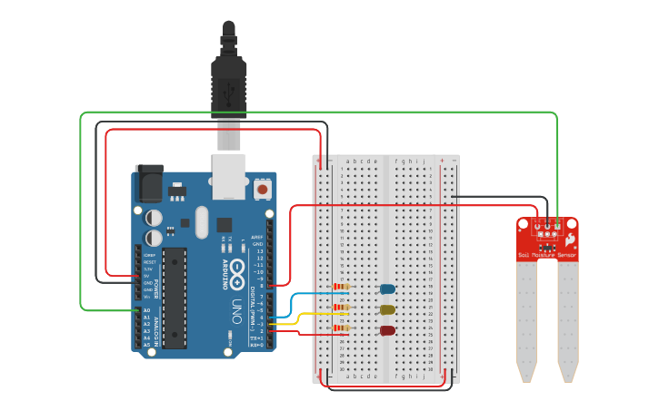Circuit design Arduino Soil Moisture Sensor - Tinkercad