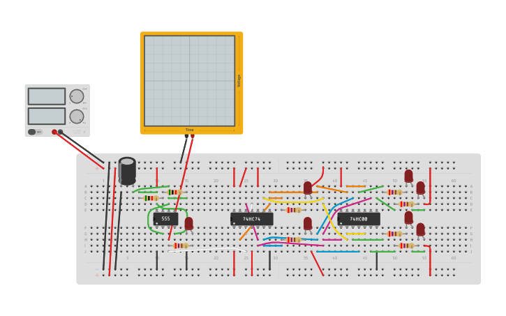 Circuit design week 4 state machine example 1 (2 bit counter) - Tinkercad