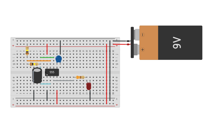 Circuit design IC 555 Timer - Tinkercad