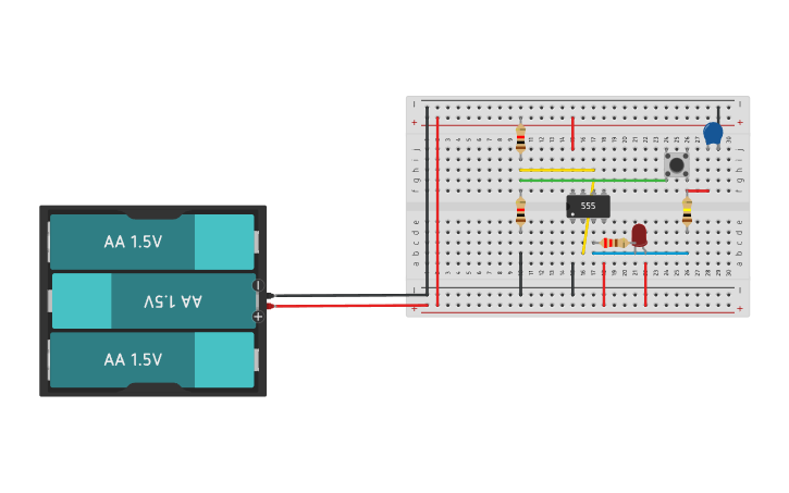 Circuit design 555 timer latch circuit - Tinkercad