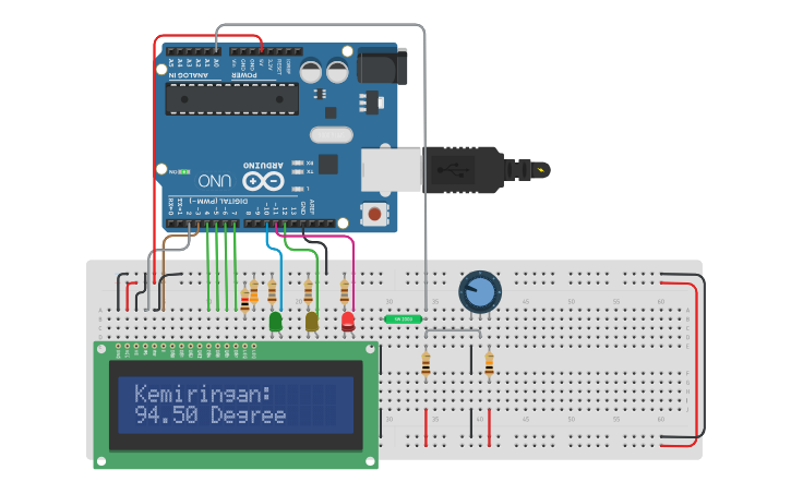Circuit design 6. UAS Inclino Sensor - Tinkercad