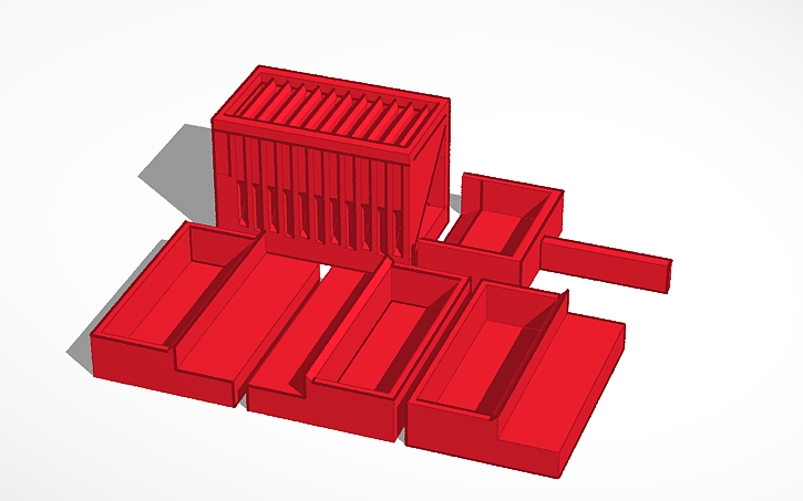 3D design riffle splitter cuarteador tipo riffle - Tinkercad