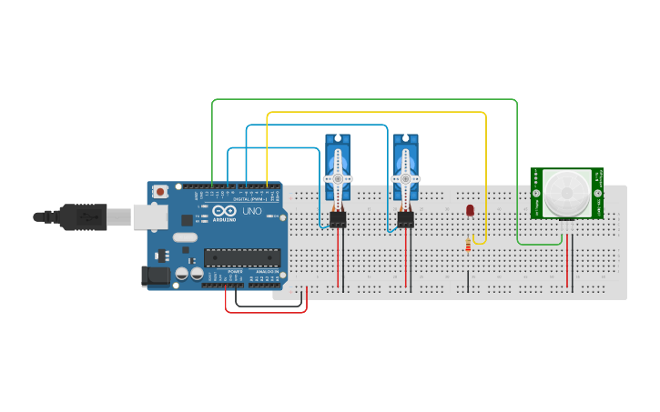 Circuit design Motion Detector using PIR Sensor - Tinkercad