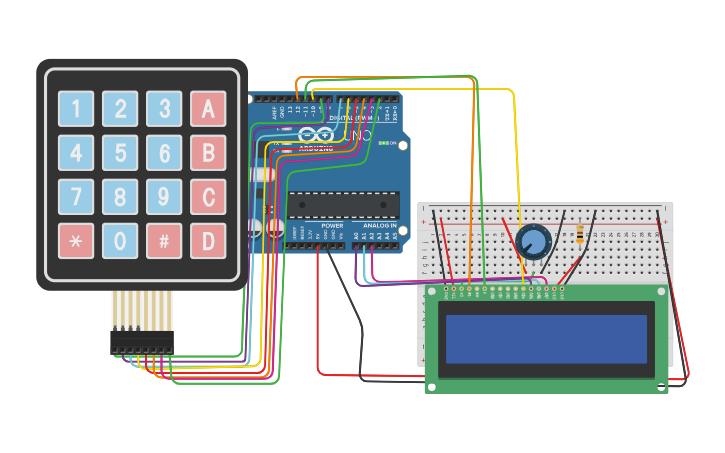 Circuit design LCD CON KEYPAD - Tinkercad