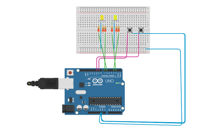 Circuit design den giao thông - Tinkercad