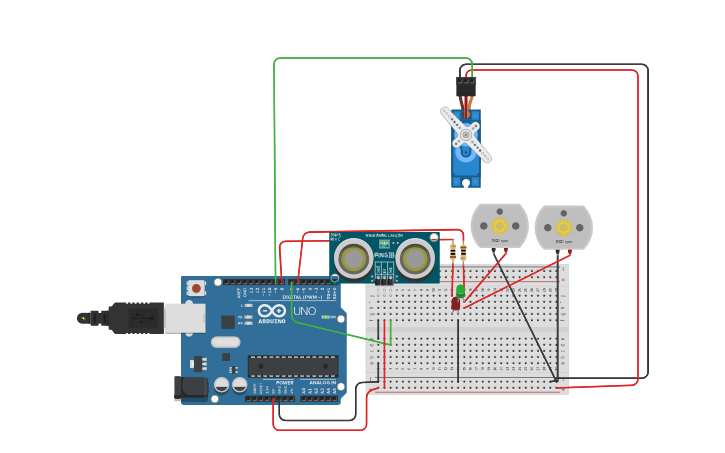 Circuit design Simple Obstacle Detactor Car - Tinkercad