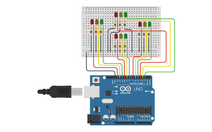 Circuit Design Traffic System Using Arduino Tinkercad