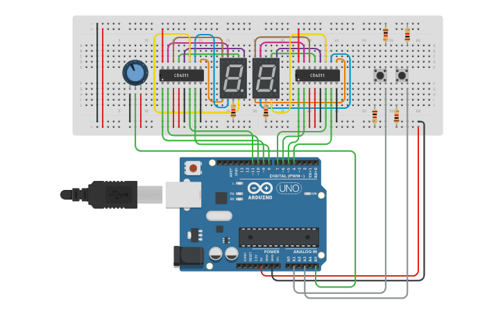 Circuit design Countdown - Tinkercad